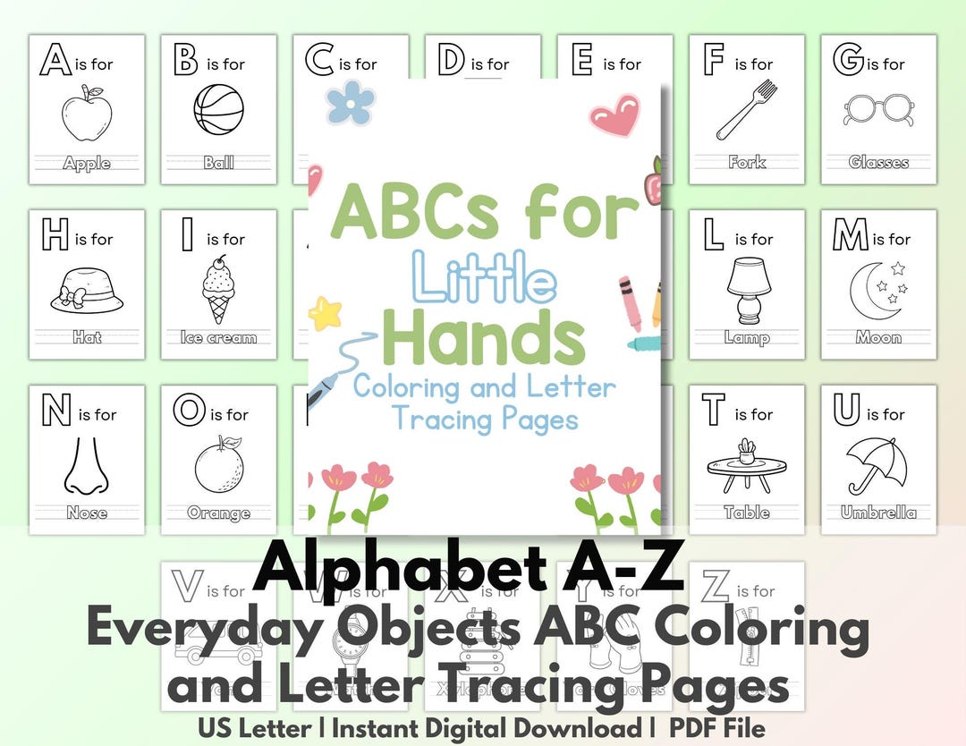 Kids Everyday Objects ABC Coloring & Letter Tracing Pages | ABC ...