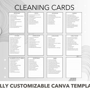 12 Cleaning Cards - Room by Room | Cleaning Cards Printable | ADHD ...