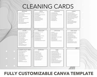 12 Cleaning Cards - Room by Room | Cleaning Cards Printable | ADHD ...