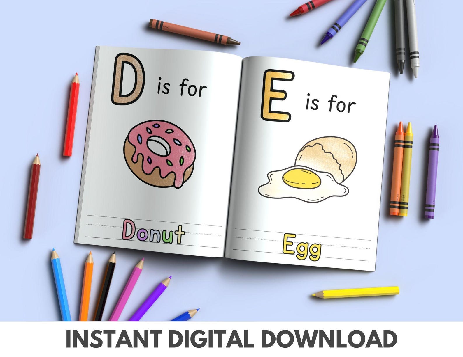 Kids ABC Coloring and Letter Tracing - Food Theme | ABC Coloring Book ...
