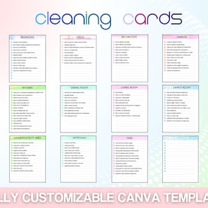 12 Cleaning Cards - Room by Room | Cleaning Cards Printable | ADHD ...