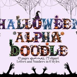 Halloween Alpha Doodle | Halloween Bundle W/ Letters, Numbers, Clip Art ...
