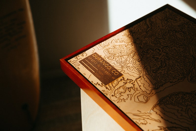 Custom Topo Map, Personalized Leather Map, Wedding Gift, Mothers Day ...