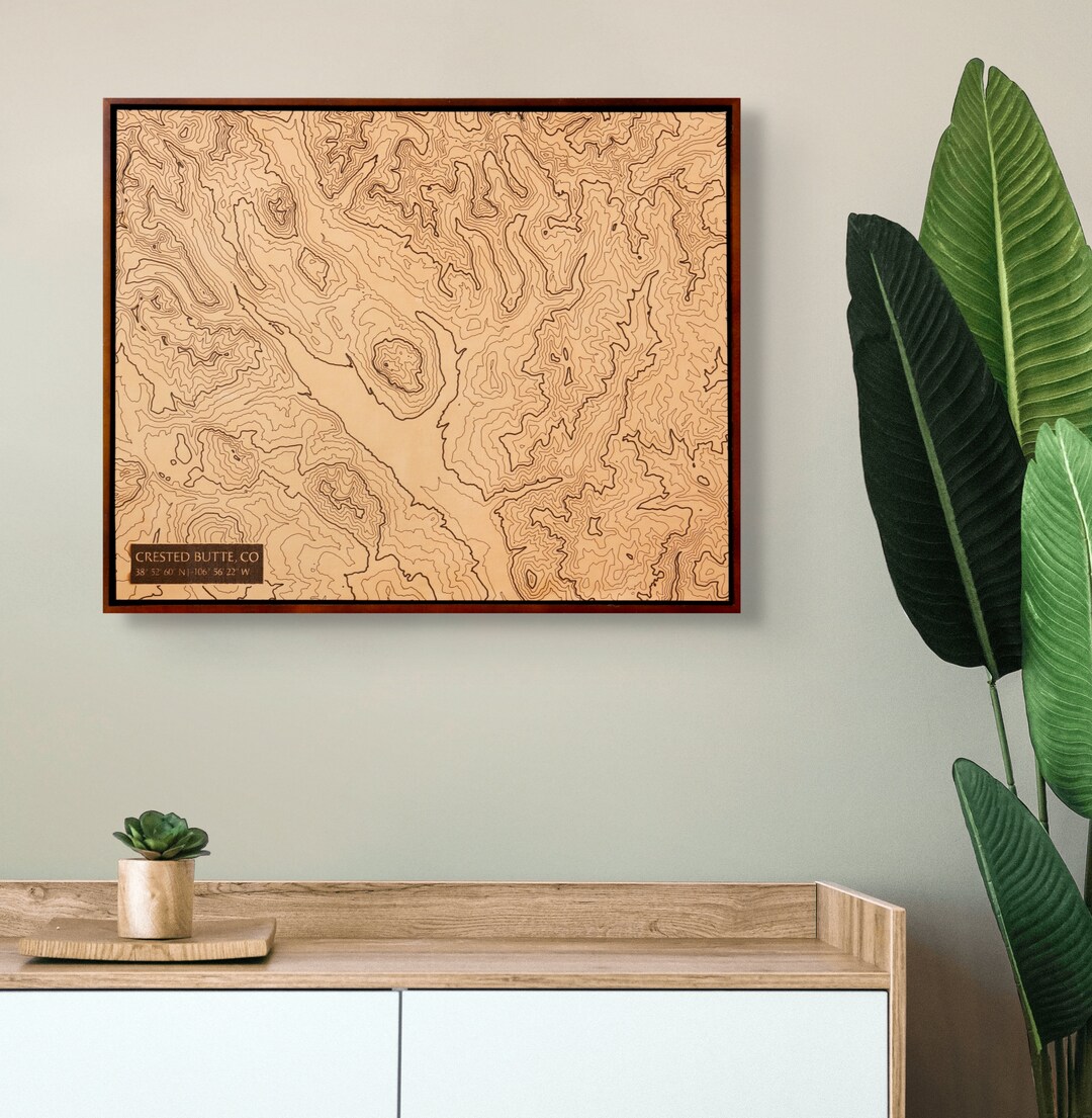 Custom Topo Map, Personalized Leather Map, Wedding Gift, Mothers Day ...