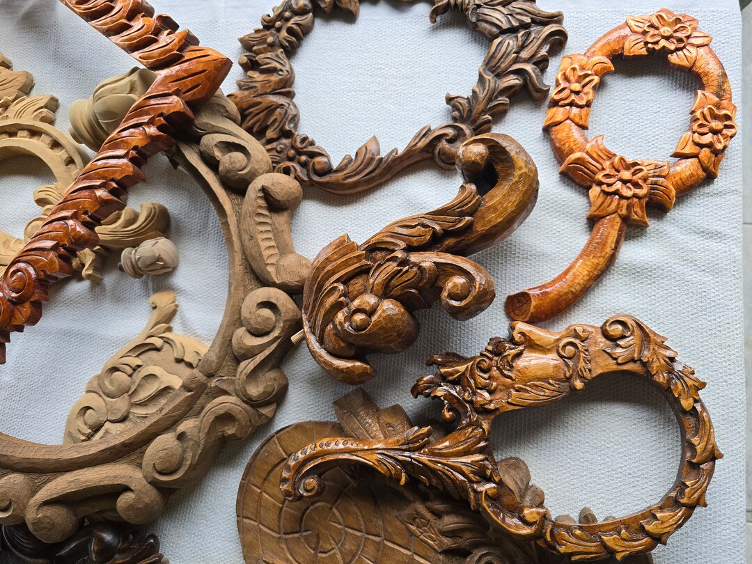 Wood Carved Mirror Frame, Custom Hand Carved Wooden Frame, Hand Made ...