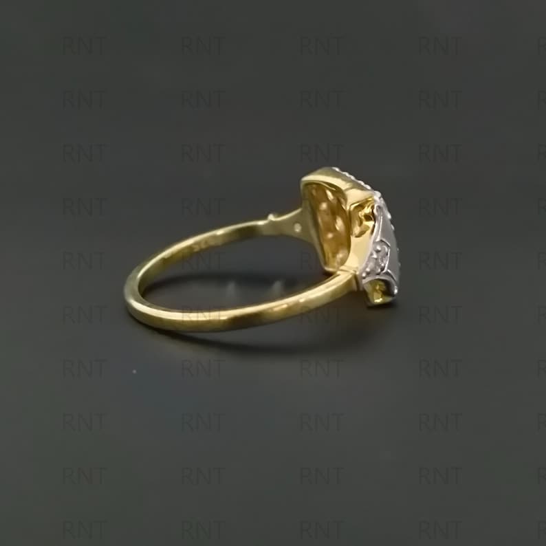 Vintage Two-tone Cocktail Ring: CZ Moissanite Cluster, Anniversary ...