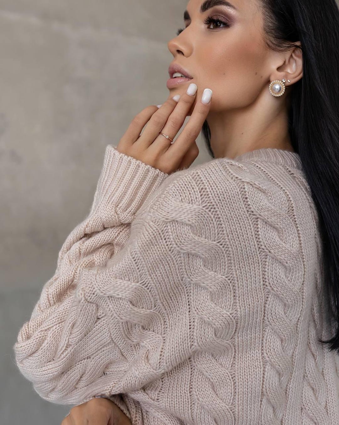 Chunky Cable Knit Two-piece Set Cozy Wool Blend Lounge Suit Sizes 42-46 ...