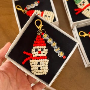 Christmas Bag Charm, Christmas Keychain With Name, Beaded Christmas ...