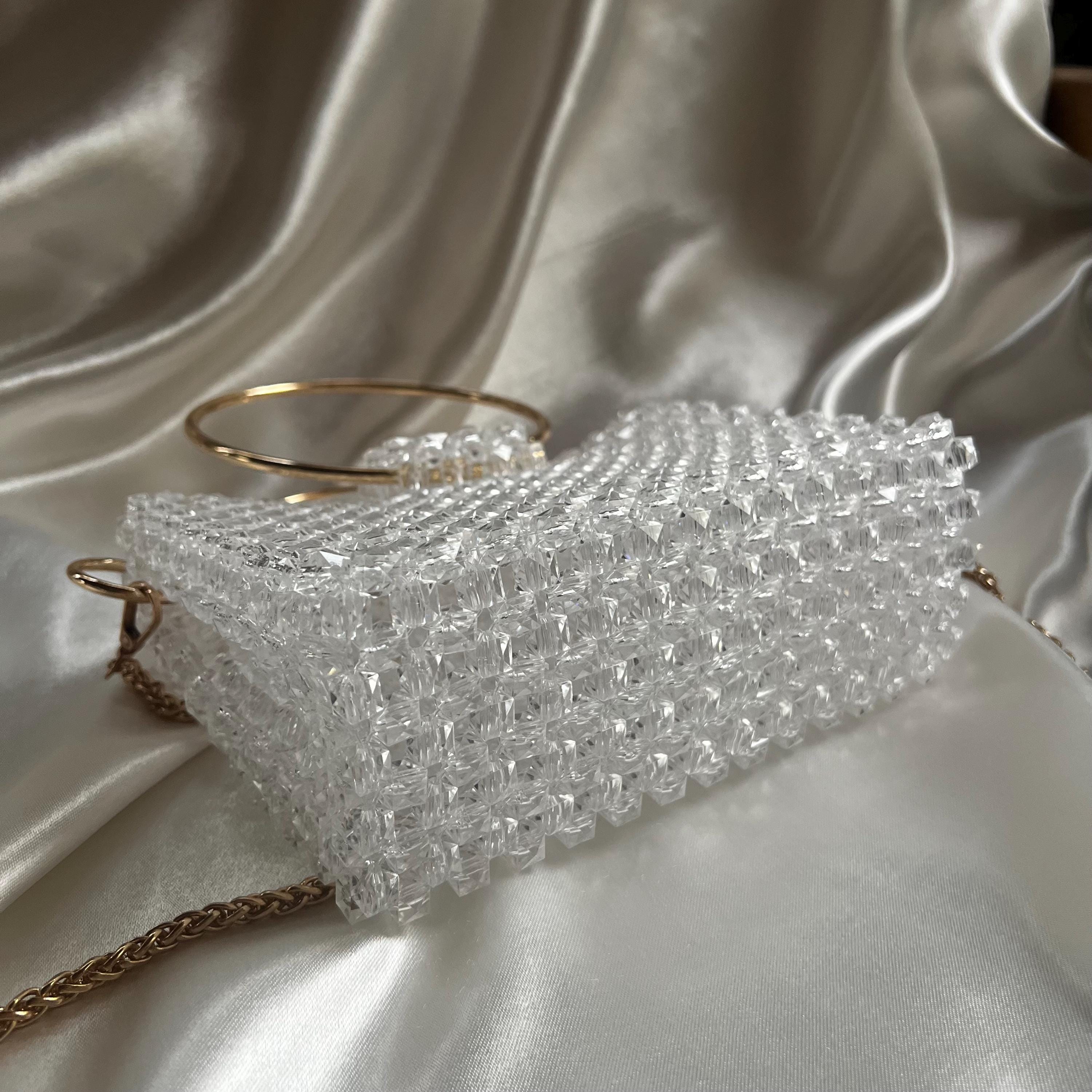 Handmade Crystal Beaded Bag: Transparent Crossbody Evening Bag - Etsy