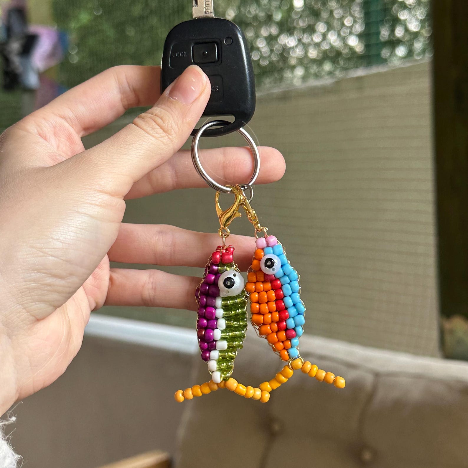 Handmade Beaded Fish Keychain: Colorful Bag Charm - Etsy
