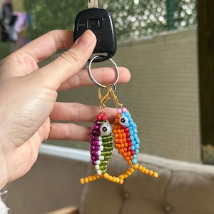 Handmade Beaded Fish Keychain: Colorful Bag Charm - Etsy