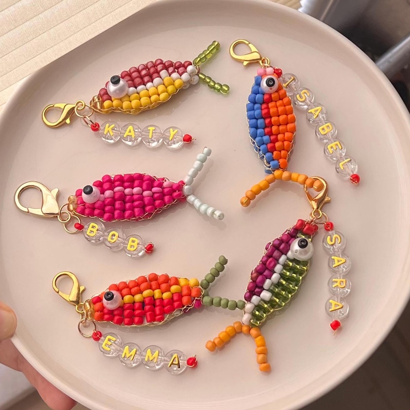 Name Seed Bead Keychain - Etsy