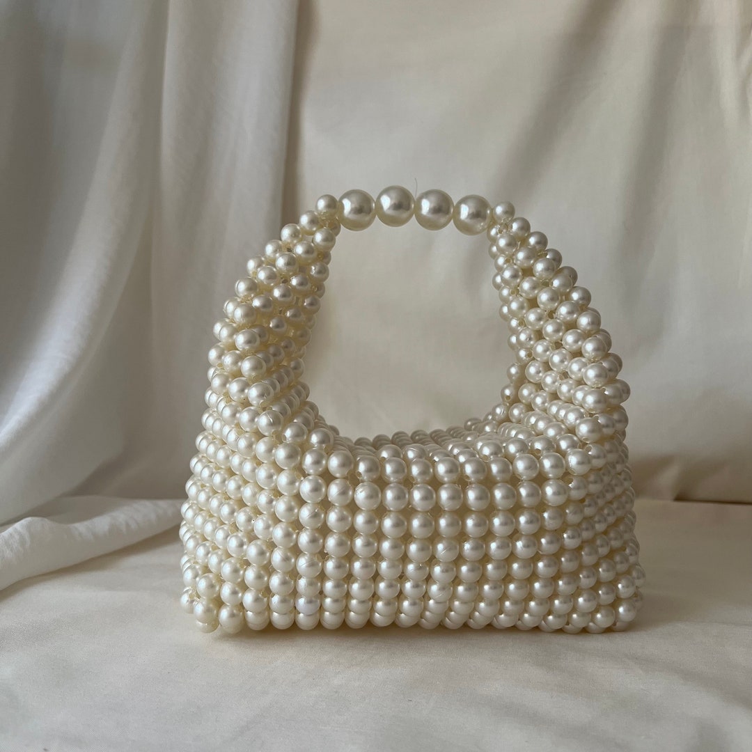 Pearl Beaded Bag, Pearl Clutch Bag, Pearl Wedding Handbag, Pearl ...