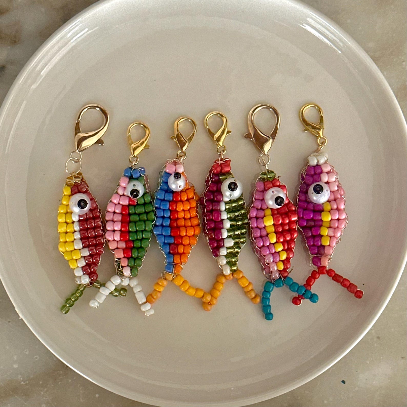 Handmade Beaded Fish Keychain: Colorful Bag Charm - Etsy