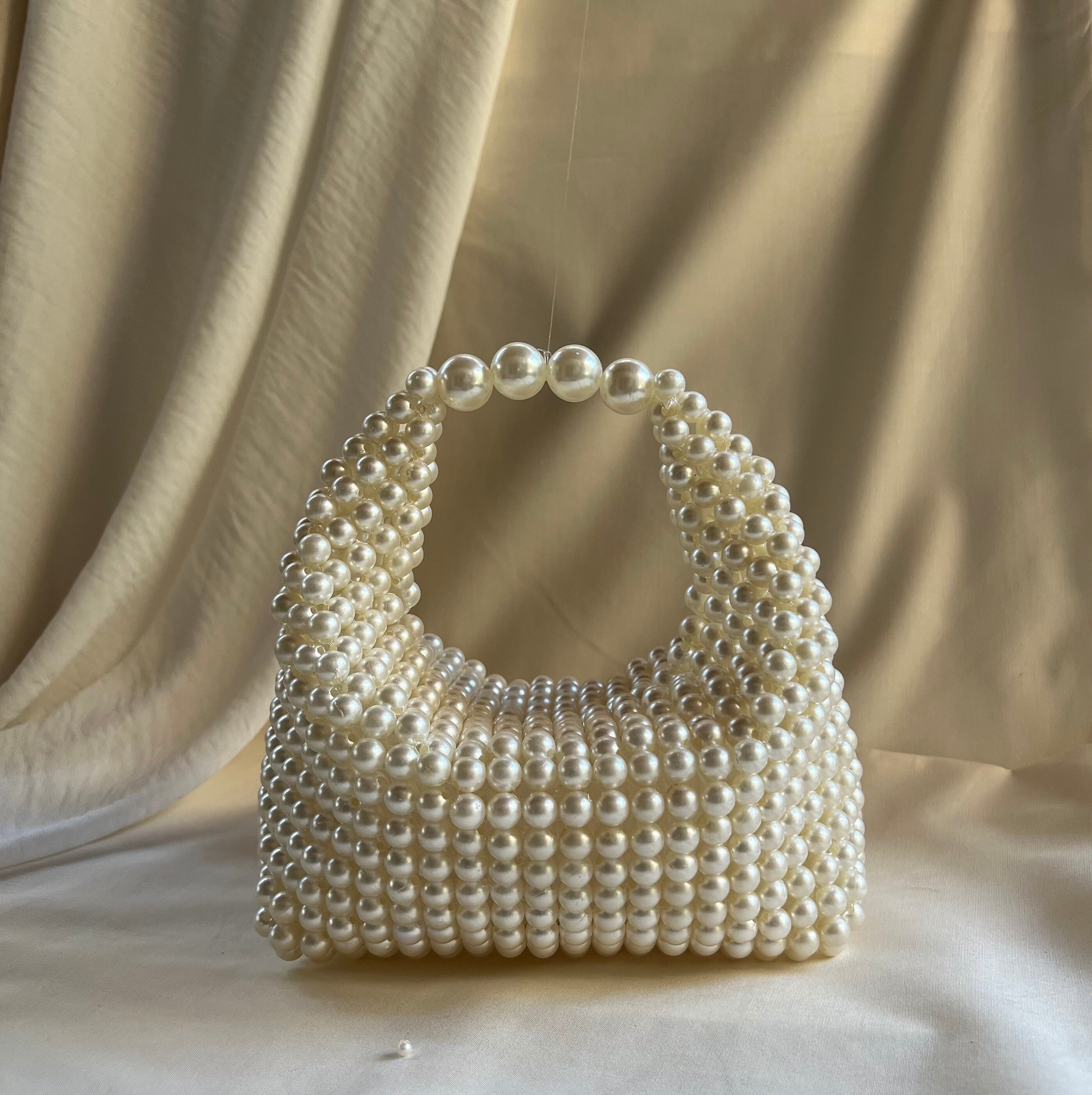 Pearl Beaded Handbag, Pearl Wedding Clutch Bag, Cream Beaded Bridal ...