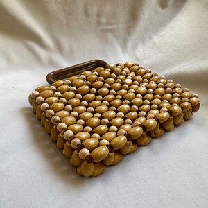 Wood Bead Bag, Boho Women Handbag, Square Beige Wood Bead Bag, Boho ...