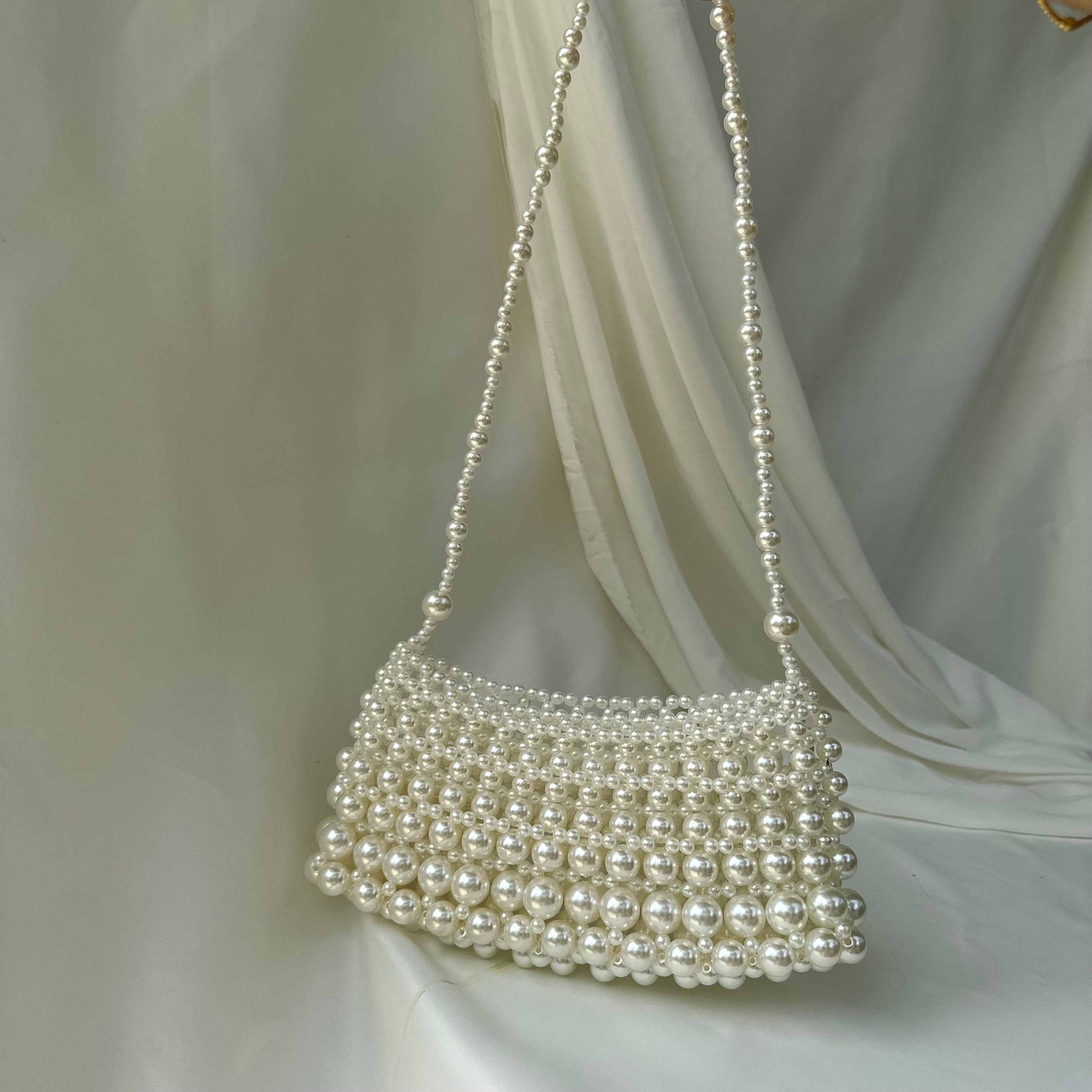 Pearl Beaded Bag, Pearl Clutch Bag, Wedding Pearl Bag, Pearl Shoulder ...
