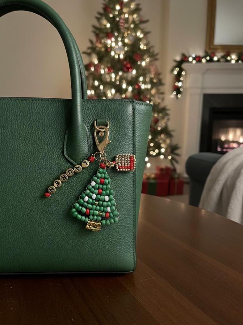 Christmas Keychain With Name, Christmas Bag Charm, Personalized Beaded ...