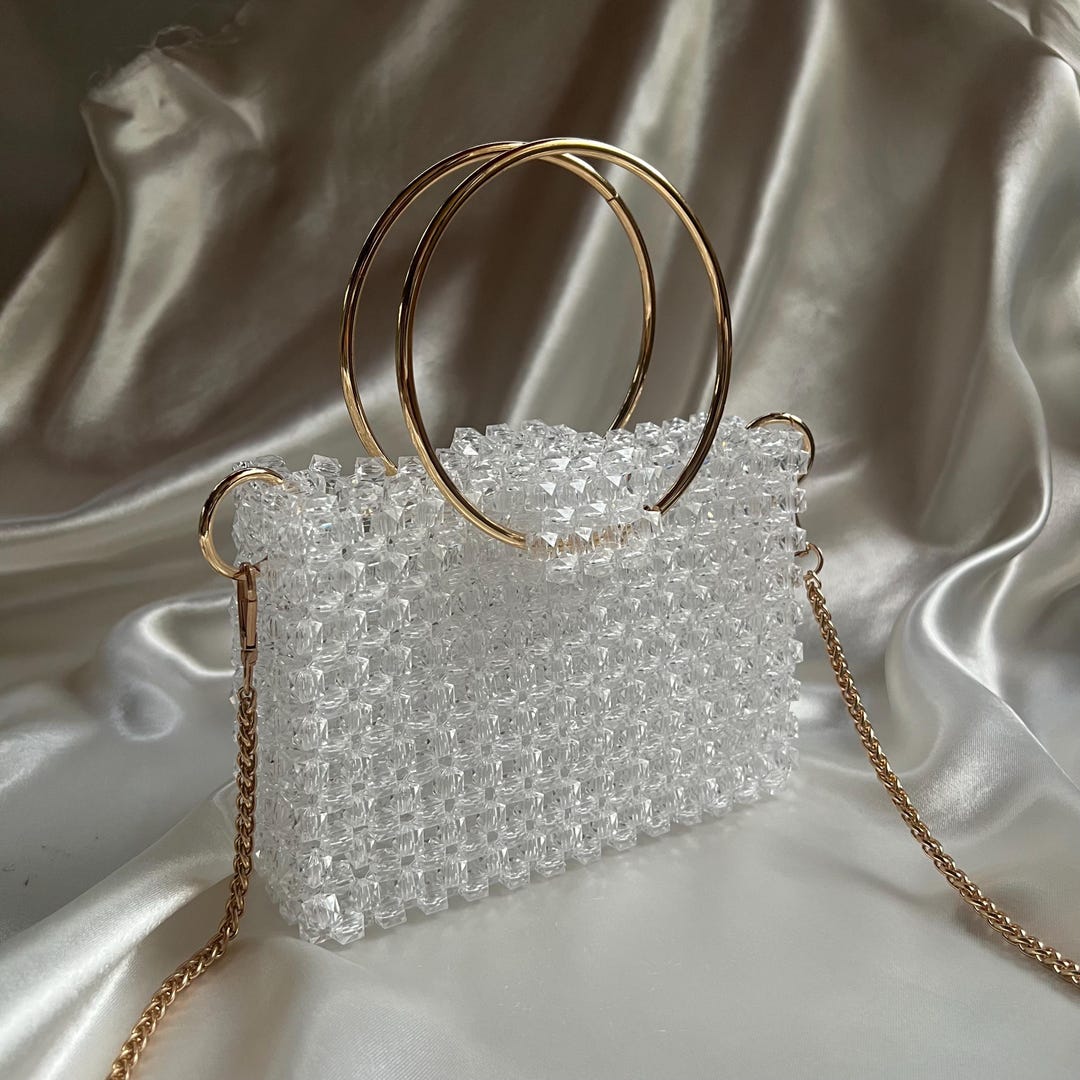 Handmade Crystal Beaded Bag: Transparent Crossbody Evening Bag - Etsy