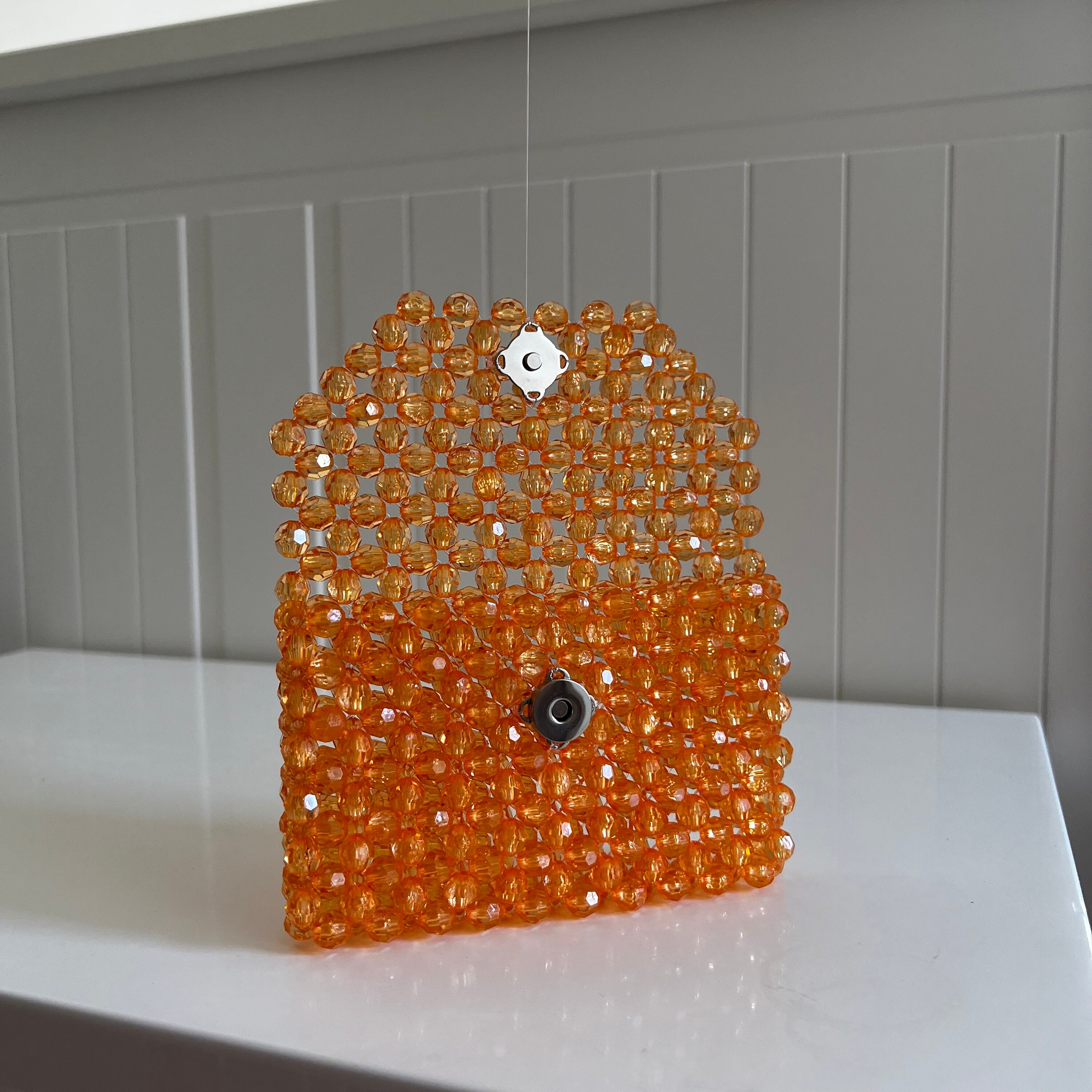 Yellow Beaded Cardholder, Beaded Wallet, Orange Bead Wallet, Pink Bead ...