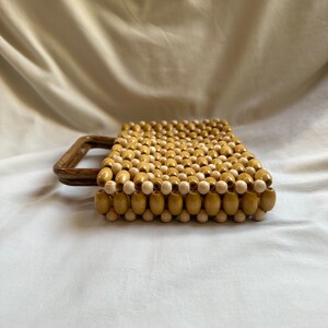 Wood Bead Bag, Boho Women Handbag, Square Beige Wood Bead Bag, Boho ...
