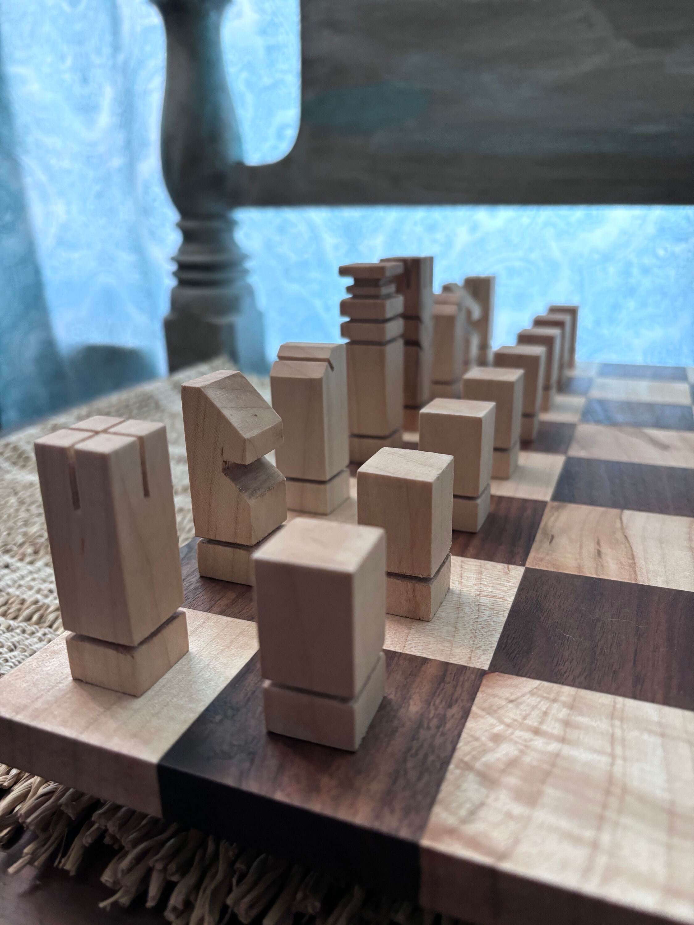 Elegant Walnut and Maple Chess Set - Etsy