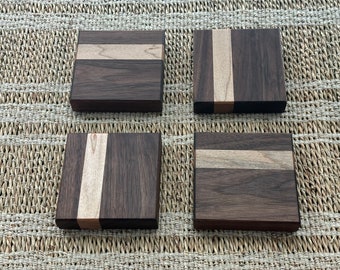 Handmade Walnut and Curly Maple Coasters, Set of 4 - Etsy