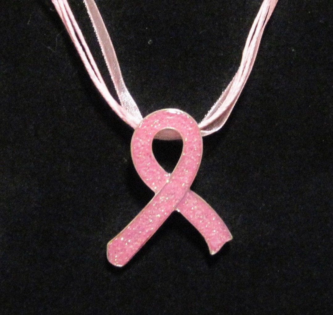 Pink Ribbon Necklace Breast Cancer Awareness and Adjustable Silver ...