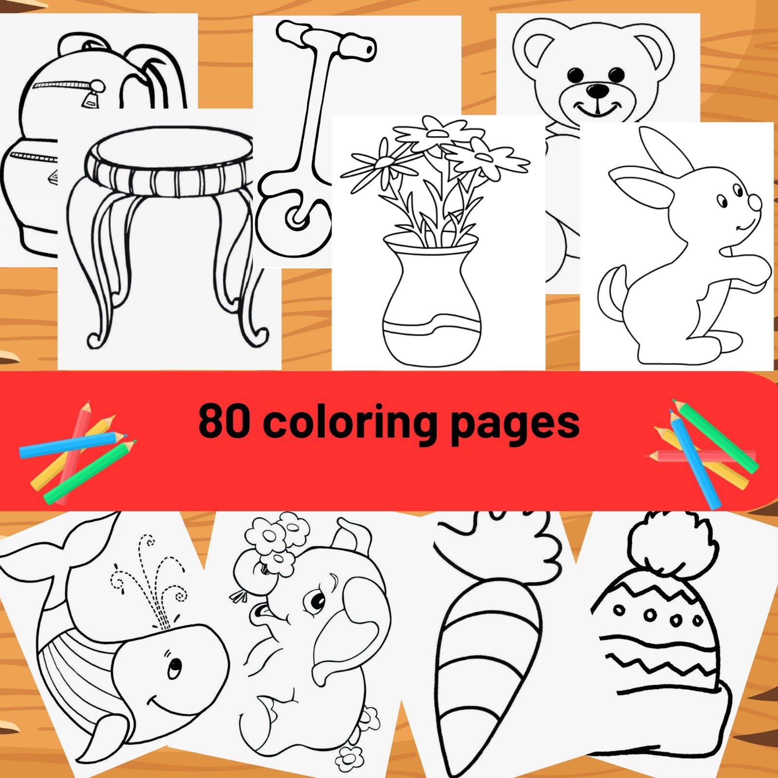 80 Coloring Pages for Kids, Preschoolers, Simple Coloring Pages ...
