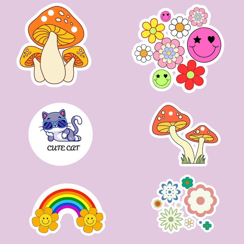 35 Cute Floral Stickers, Printable PNG Bundle (digital Download) - Etsy
