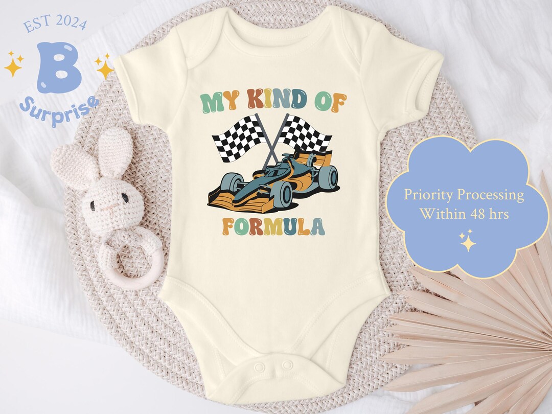 My Kind of Formula Baby Onesie® – Funny Race Car Bodysuit & Checkered ...