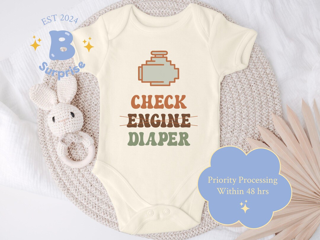 Check Engine Diaper Onesie® Baby Boy Bodysuit Funny Car Theme Baby Boy ...