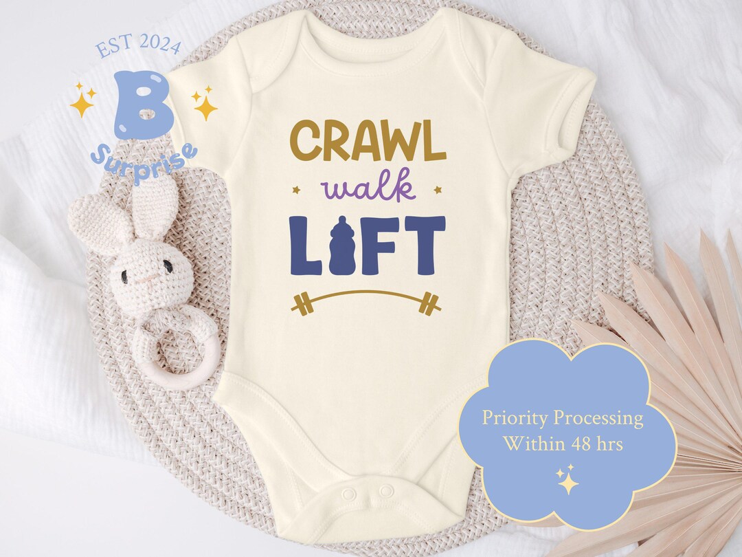 Fitness Baby Onesie®: Crawl Walk Lift, Natural Cotton Bodysuit - Etsy