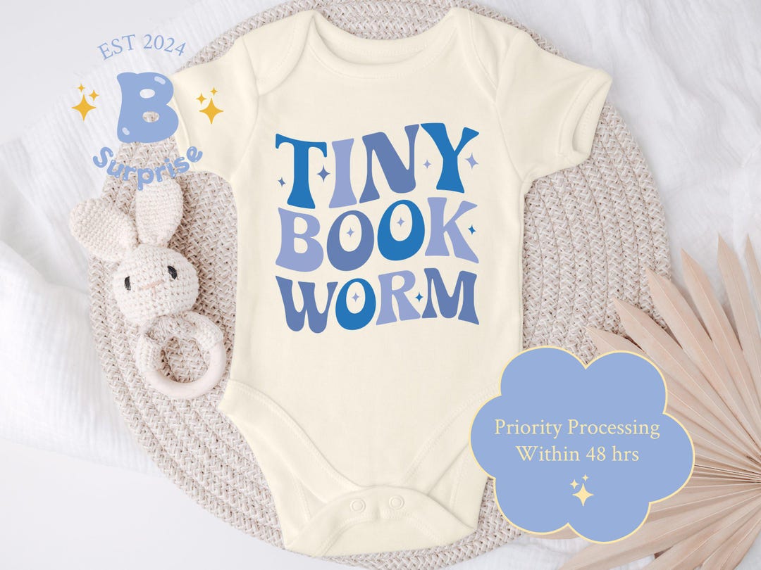 Tiny Bookworm Onesie® Reading Baby Bodysuit Cute Book Lover Boy Outfit ...