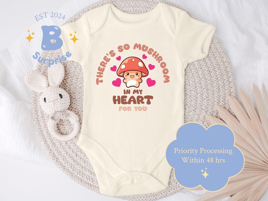 Mushroom Heart Onesie® Cute Baby Bodysuit There's so Mushroom in My ...