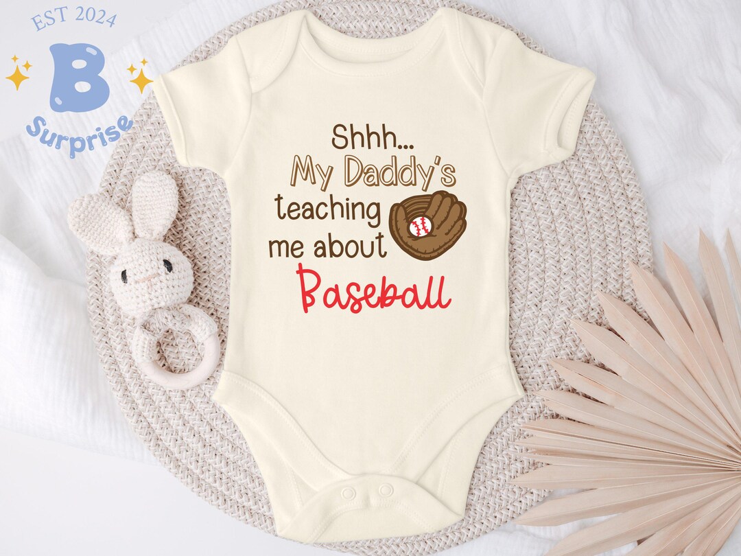 Baseball Baby Onesie®: Daddy's Teaching Baseball, Natural Cotton - Etsy