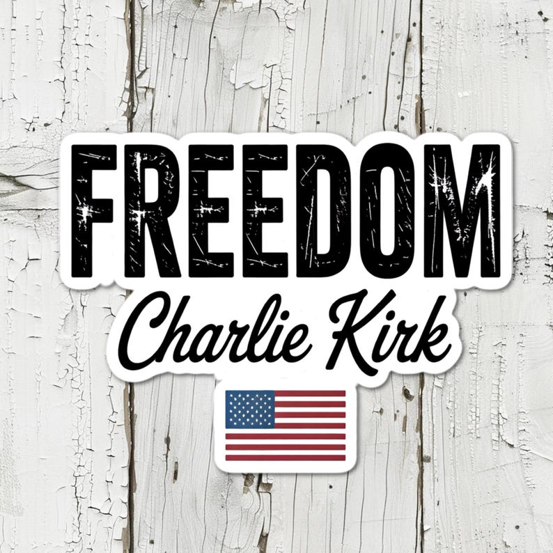 Freedom Charlie Kirk American Flag Sticker - Etsy