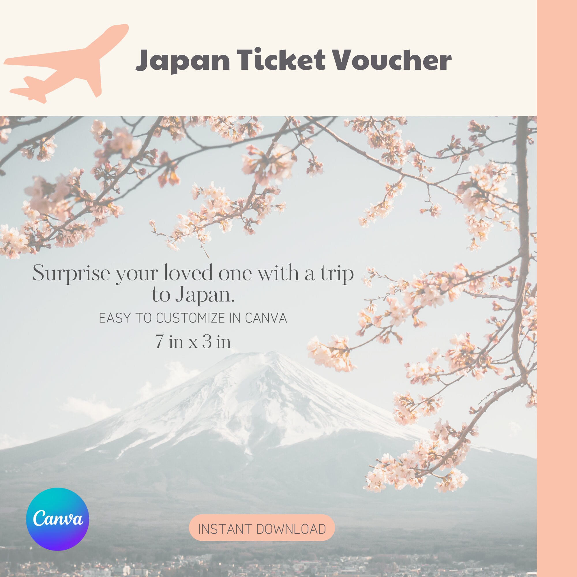 Japan Travel Boarding Pass Ticket, Editable in Canva Flight Boarding ...