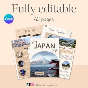 Japan Travel Planner Editable Canva, Itinerary Tips Reservations ...