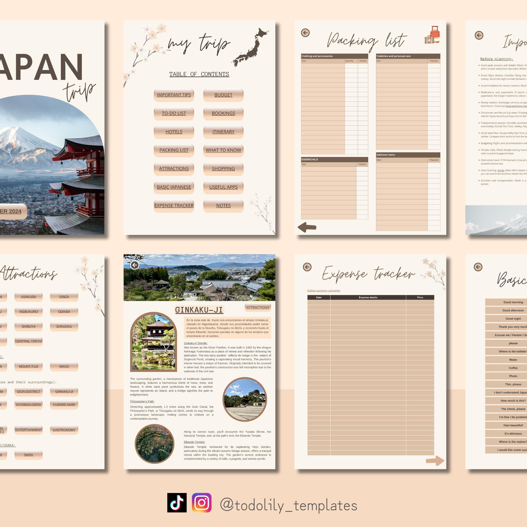 Japan Travel Planner Editable Canva, Itinerary Tips Reservations ...