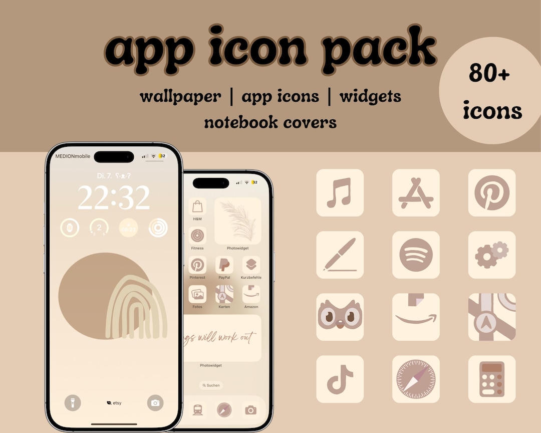Beige, Neutral App Icon Pack: Wallpapers, App Icons, Notebook Covers ...