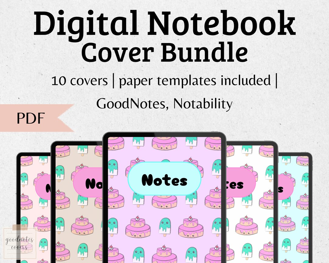Digital Notebook Cover Bundle Downloadable Goodnotes, Notability Dotted ...