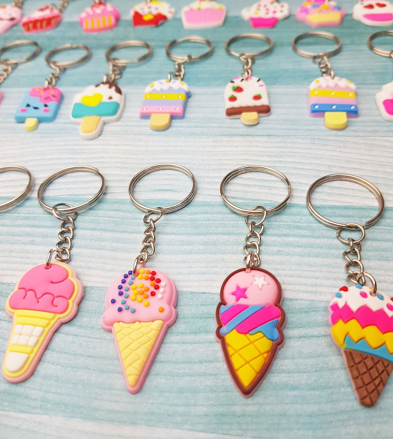 Ice Cream & Cupcake Rubber Keychain | Kawaii Dessert Keyring - Etsy