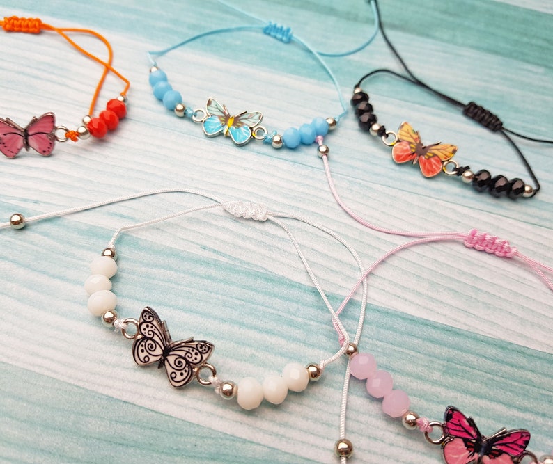 Butterfly Beaded Adjustable Bracelet | Colorful Friendship Jewelry - Etsy