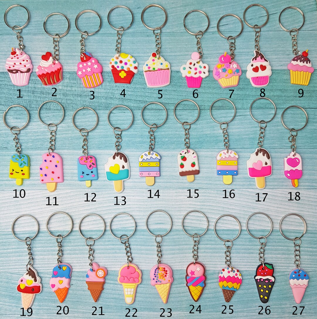 Ice Cream/cupcake Shaped Rubber Cut Keyrings | Dessert Key Chain ...