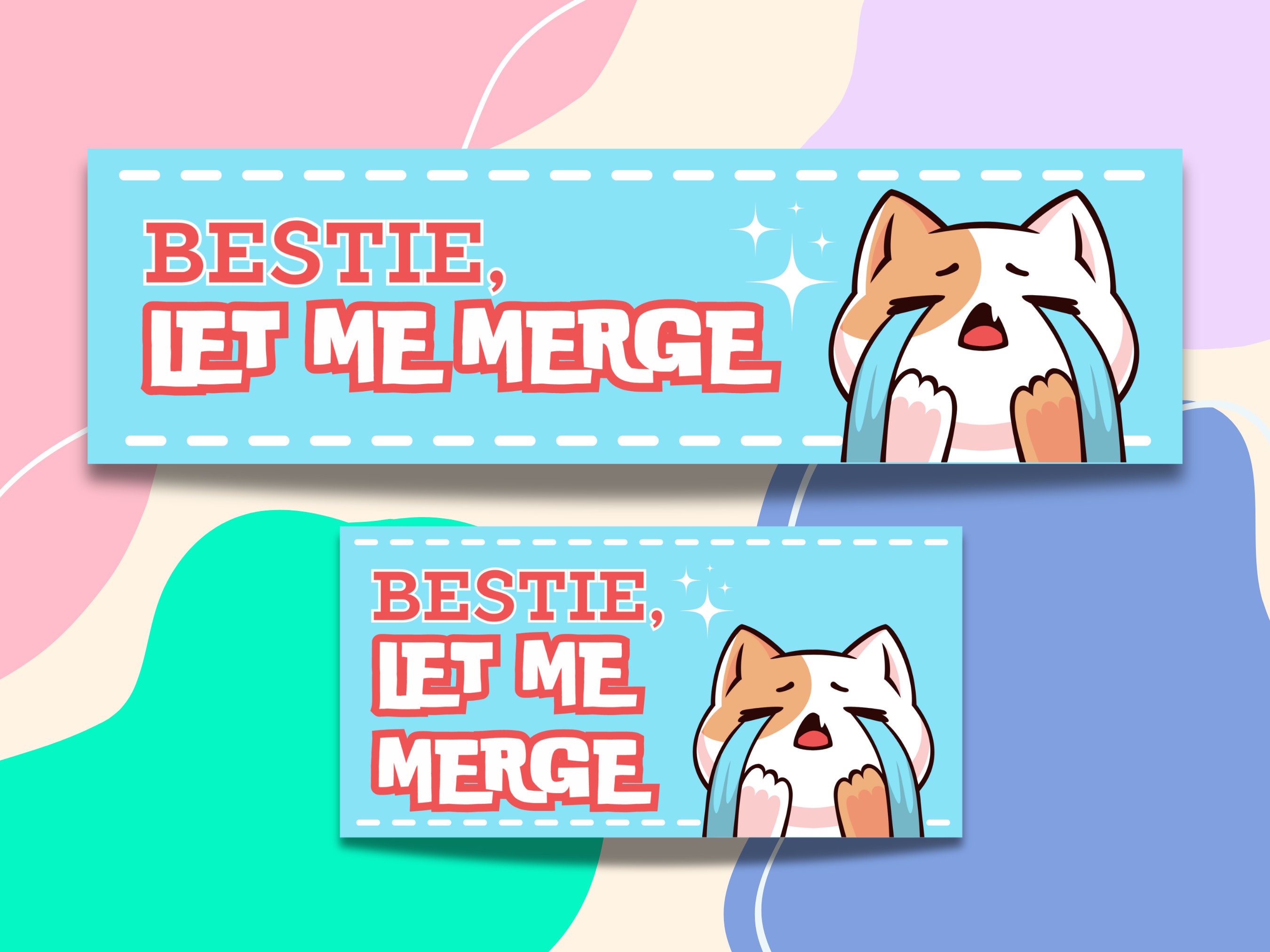 Bestie, Let Me Merge - Crying Kitty - Kawaii - Bumper Stickers - Etsy