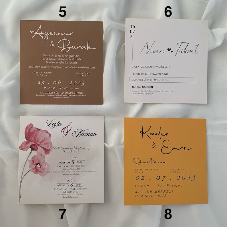 Custom Square Wedding Invitation, Elegant Paper Invitations, Nikkah ...