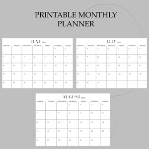 2024 Calendar Monthly Planner Landscape Minimalistic Monthly Calendar ...