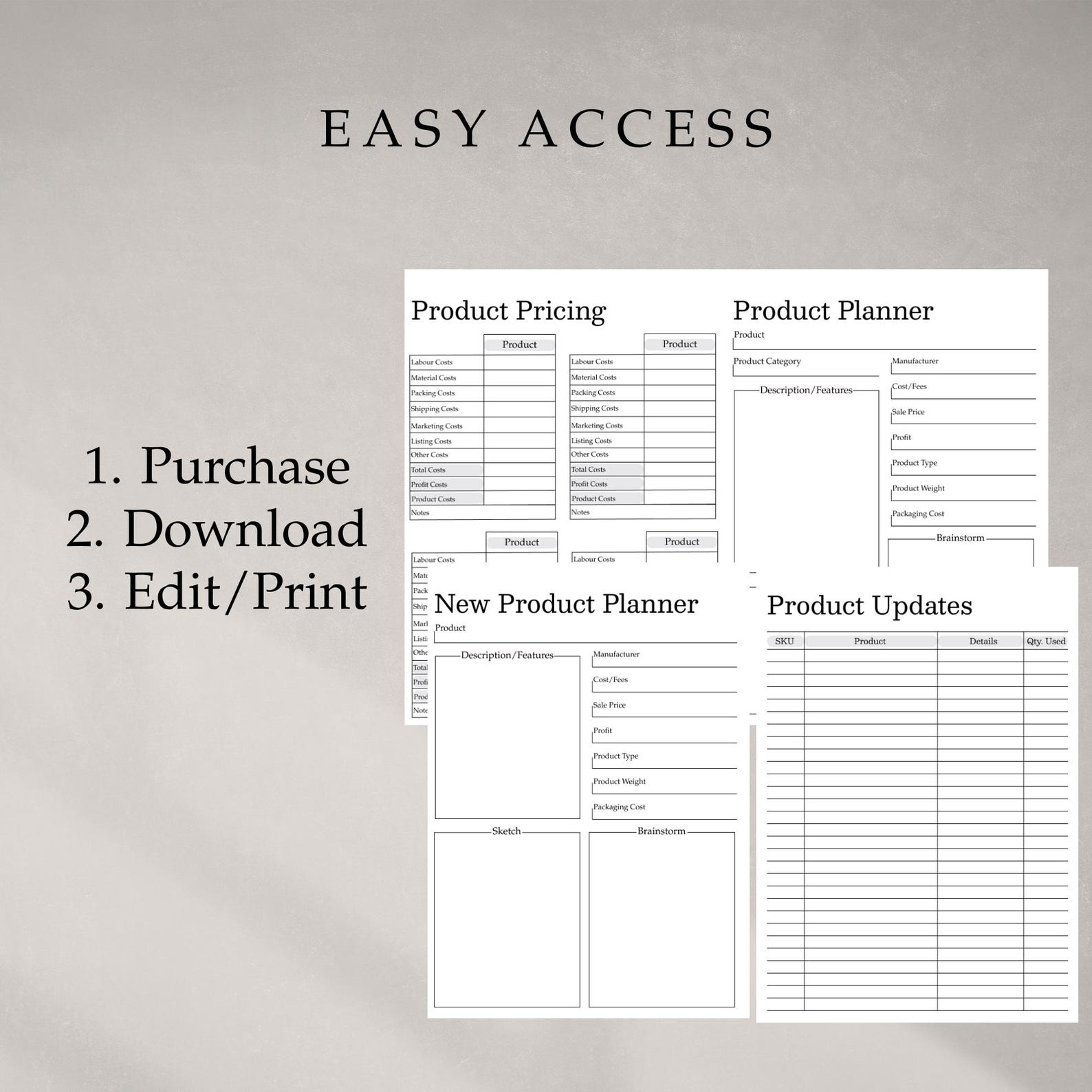 Printable Product Planner Pages | Digital Business Planner | Product ...