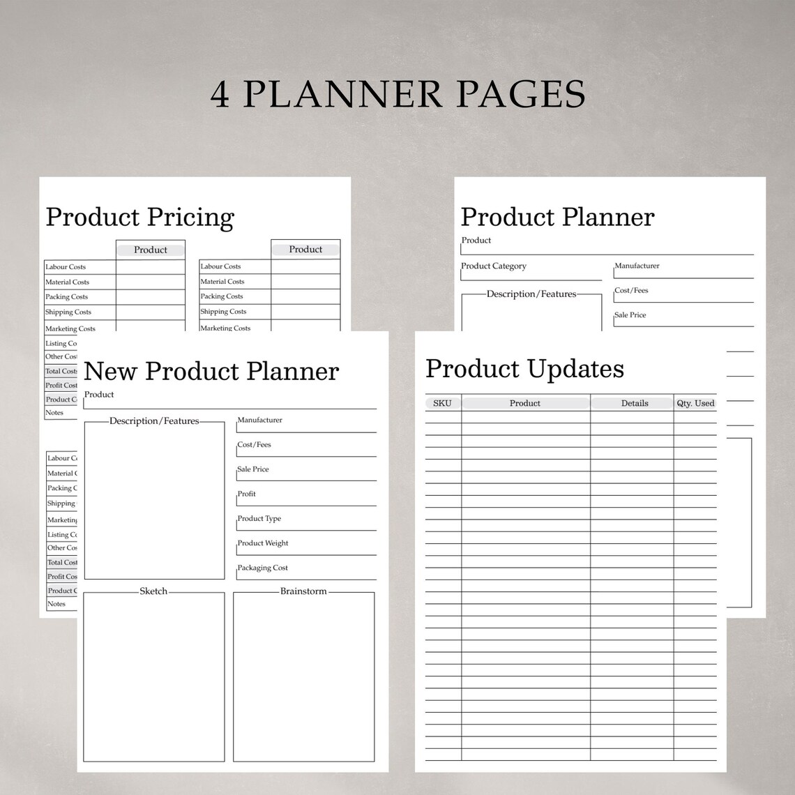 Printable Product Planner Pages Digital Business Planner Product Price ...